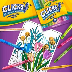 Crayola Washable Markers with Retractable Tips, Clicks, School Supplies, 10 Count, Gifts for Kids