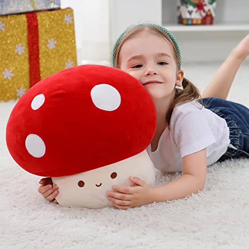 WeBingo Mushroom Plush, 9 Inch Mushroom Plush Pillow, Cute Mushroom Plush, Mushroom Stuffed Animals, Plush Toy Pillows, Mushroom Stuffed Pillow Room Decor Gift for Kids Adults