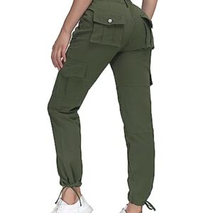 Dafensi Cargo Pants for Women Stretchy Cargo Joggers Casual Lightweight Hiking Pants ArmyGreen XL