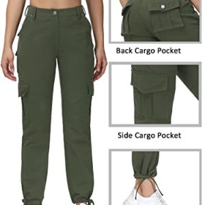 Dafensi Cargo Pants for Women Stretchy Cargo Joggers Casual Lightweight Hiking Pants ArmyGreen XL