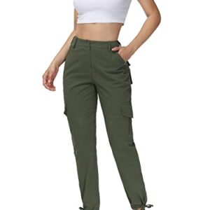 Dafensi Cargo Pants for Women Stretchy Cargo Joggers Casual Lightweight Hiking Pants ArmyGreen XL