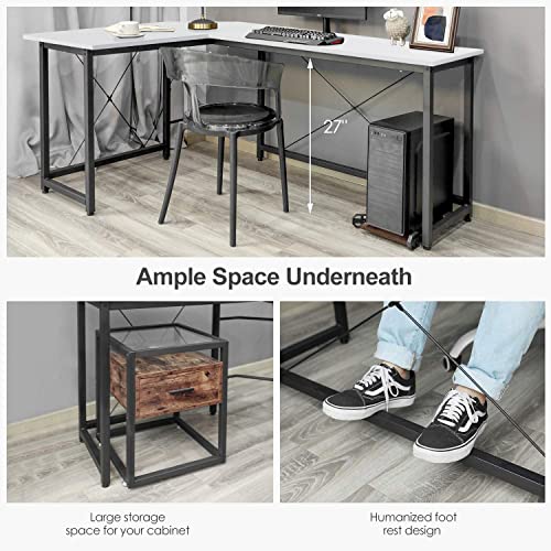 AuAg Modern 66.5‘’ L-Shaped Home Office Desk, Larger Sturdy Computer PC Laptop Table, Corner Gaming Desk, Writing WorkstationDesk, Wooden Desk W/Monitor Stand