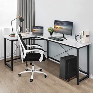 AuAg Modern 66.5‘’ L-Shaped Home Office Desk, Larger Sturdy Computer PC Laptop Table, Corner Gaming Desk, Writing WorkstationDesk, Wooden Desk W/Monitor Stand