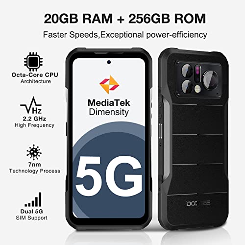 DOOGEE V20 PRO Rugged Smartphone 5G 2023, 1440 * 1080 Thermal Camera Unlocked Rugged Phone, 2K AMOLED Display Android Phone, 20GB+256GB Android 12 Cell Phone, 24MP Night Vision, NFC, OTG