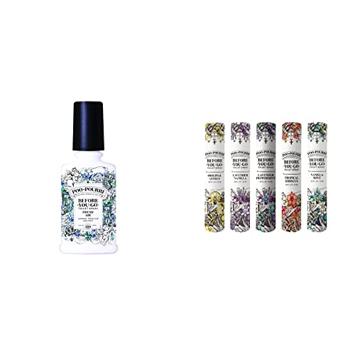 Poo-Pourri Before-You-Go Toilet Spray, Fresh Air, 4 Fl Oz - Jasmine, Fresh Air and Mint & Before-You-Go Toilet Spray, In A Pinch Pack, Variety Travel Size 10 mL