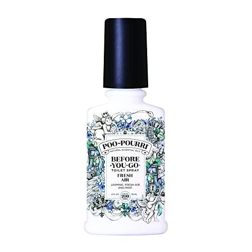 Poo-Pourri Before-You-Go Toilet Spray, Fresh Air, 4 Fl Oz - Jasmine, Fresh Air and Mint & Before-You-Go Toilet Spray, In A Pinch Pack, Variety Travel Size 10 mL