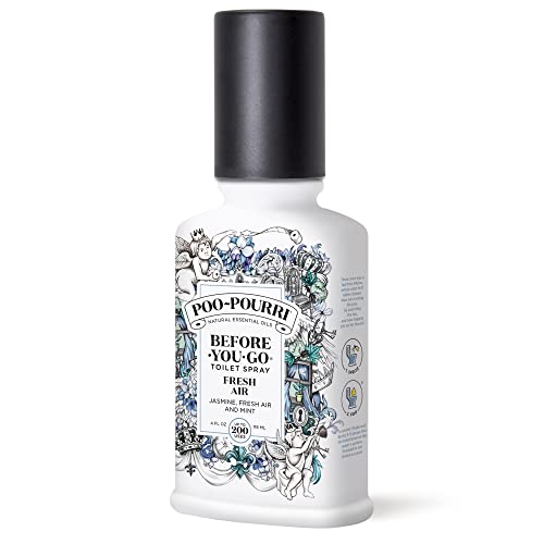 Poo-Pourri Before-You-Go Toilet Spray, Fresh Air, 4 Fl Oz - Jasmine, Fresh Air and Mint & Before-You-Go Toilet Spray, In A Pinch Pack, Variety Travel Size 10 mL