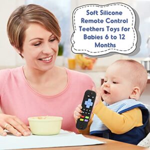 Teething Relief Teethers Toys for Babies 3-6 12 Months Gifts, Silicone Remote Control Baby Teether Bath Toys for 3 6 9 Months Newborn Infant Boy Girl Autism, Food Grade Silicone Sensory Toys, Black