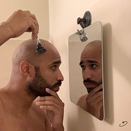 Domepeace Large (12x12in) Fogless Shower Mirror for Shaving - Powerful Suction Cup, No Adhesive Required, Shatterproof Travel Mirror