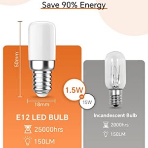 PURSNIC C7 LED Bulb, 15 Watt Light Bulbs Equivalent(1.5W), Daylight White 5000K, S6 Mini LED Bulb E12 Candelabra Bulb, Small Light for Salt Lamp Bulbs, LED Night Light Bulbs for Bedroom, 6 Pack