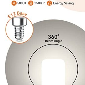 PURSNIC C7 LED Bulb, 15 Watt Light Bulbs Equivalent(1.5W), Daylight White 5000K, S6 Mini LED Bulb E12 Candelabra Bulb, Small Light for Salt Lamp Bulbs, LED Night Light Bulbs for Bedroom, 6 Pack