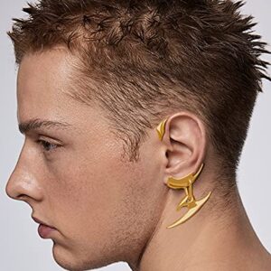 L'VOW CyberPunk Non-Piercing Cuff Earrings Wrap for Unisex Around Ear Irregular Cartilage Clip Accessories Cyborg Costume(S1-Gold)