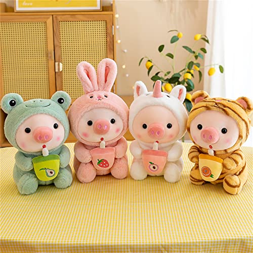 LANFIRE Pig Plush Pillow Pig Dressed Up As Frogs Tigers Rabbits Cute Plush Pillow Gifts for Boy Girl (9.8 in, Green)