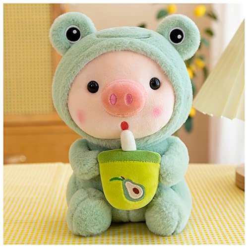 LANFIRE Pig Plush Pillow Pig Dressed Up As Frogs Tigers Rabbits Cute Plush Pillow Gifts for Boy Girl (9.8 in, Green)