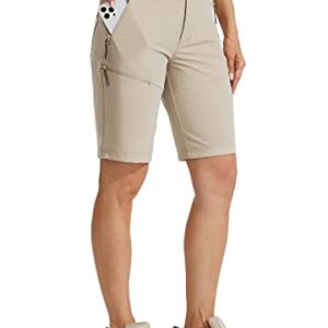 Willit Women's 10" Hiking Golf Long Shorts Quick Dry Athletic Outdoor Summer Shorts with Pockets Khaki Size 10