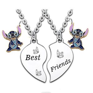 waeceip 2pcs best friend necklace friendship gifts for friend gifts cute stitch gifts for friend gifts cute necklace stitch christmas birthday graduation gifts