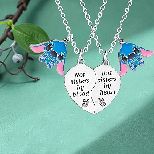 Mebvdebe 2Pcs Sister Necklace Sister Gifts from Sister Friendship Gifts Ohana Necklace for 2 Best Friends Stitch Necklace Friendship Jewelry Set Ohana Jewelry Gifts for Girls Women Stitch Lover Gifts