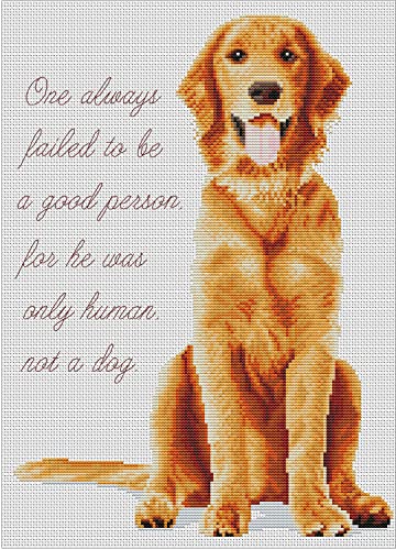 Maydear Cross Stitch Kits Stamped Full Range of Embroidery Starter Kit for Beginners Pre-Printed Pattern 14CT 2 Strands 12.59 * 16.53in - Handsome Dog