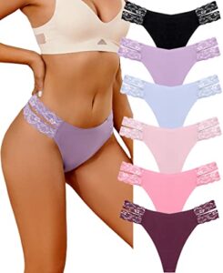 finetoo seamless thongs for women 6 pack sexy v-wasit women's underwear no show t-back underwear for women panties