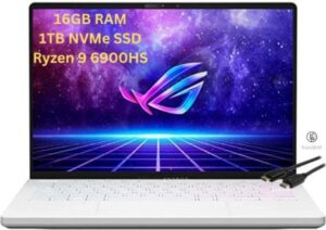 asus - rog zephyrus 14” gaming laptop – amd ryzen 9 6900hs - 16gb ddr5 ram - 1tb pcie 4.0 ssd - amd radeon rx 6700s - wqxga 120hz - windows 11 - moonlight white - kuulpal hdmi cable or, usb hub