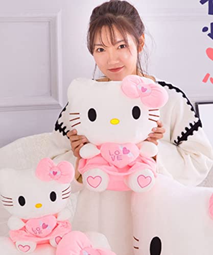 SecretCastle Plush Cat Toys Baby Girls Dolls 30 cm,Kitten Stuffed Animals Cat Fluffy Hugging Pillow with Love Heart Great Gift for Kids, Friends and Family (Pink)