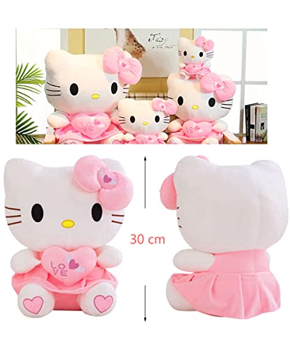 SecretCastle Plush Cat Toys Baby Girls Dolls 30 cm,Kitten Stuffed Animals Cat Fluffy Hugging Pillow with Love Heart Great Gift for Kids, Friends and Family (Pink)