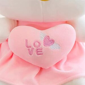 SecretCastle Plush Cat Toys Baby Girls Dolls 30 cm,Kitten Stuffed Animals Cat Fluffy Hugging Pillow with Love Heart Great Gift for Kids, Friends and Family (Pink)