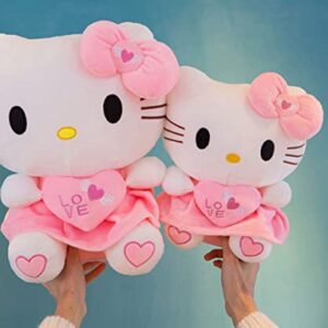 SecretCastle Plush Cat Toys Baby Girls Dolls 30 cm,Kitten Stuffed Animals Cat Fluffy Hugging Pillow with Love Heart Great Gift for Kids, Friends and Family (Pink)