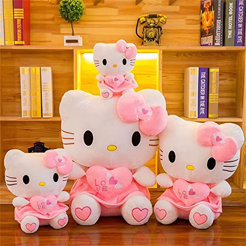 SecretCastle Plush Cat Toys Baby Girls Dolls 30 cm,Kitten Stuffed Animals Cat Fluffy Hugging Pillow with Love Heart Great Gift for Kids, Friends and Family (Pink)