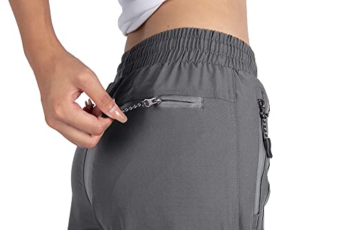 Singbring Women's Outdoor Athletic Workout Quick Dry UPF 50 Hiking Cargo Joggers Pants Zipper Pockets (Gray88-L) Grey