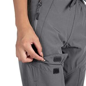 Singbring Women's Outdoor Athletic Workout Quick Dry UPF 50 Hiking Cargo Joggers Pants Zipper Pockets (Gray88-L) Grey