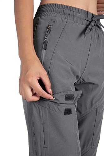 Singbring Women's Outdoor Athletic Workout Quick Dry UPF 50 Hiking Cargo Joggers Pants Zipper Pockets (Gray88-L) Grey