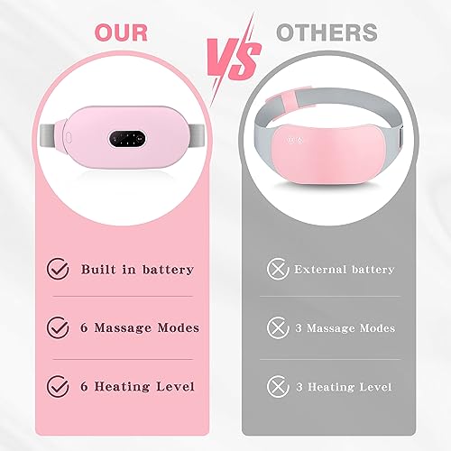 GLYDUNY Heating Pads for Cramps, Period Cramp Massager Portable Cordless Heating Pad with 6 Heat Levels and 6 Massage Modes, Heating Pad for Back Pain Relief Heating Belt Menstrual Heating Pad, Pink