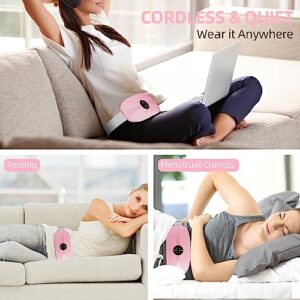 kissleaf Heating Pad,Portable Cordless Heating Pad Fast Heating,Heating Pads for Cramps with 3 Heat Levels and 3 Vibration Massage Modes,Menstrual Heating Pad Gift for Women and Girl