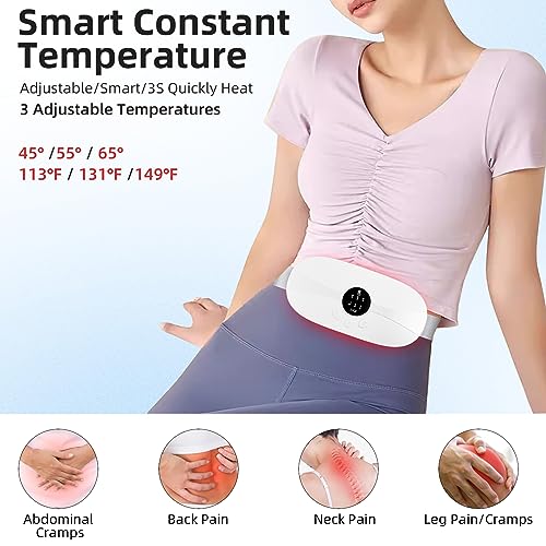 kissleaf Heating Pad,Portable Cordless Heating Pad Fast Heating,Heating Pads for Cramps with 3 Heat Levels and 3 Vibration Massage Modes,Menstrual Heating Pad Gift for Women and Girl