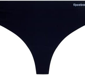 Reebok Women's Underwear - Stretch Performance Thong Panties (4 Pack), Size Large, Shark Skin/Black