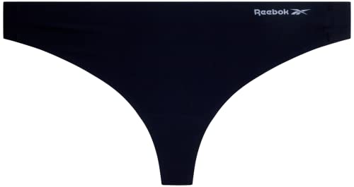 Reebok Women's Underwear - Stretch Performance Thong Panties (4 Pack), Size Large, Shark Skin/Black