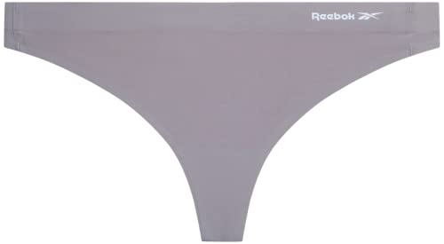 Reebok Women's Underwear - Stretch Performance Thong Panties (4 Pack), Size Large, Shark Skin/Black