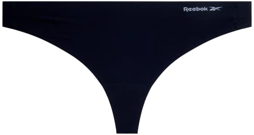 Reebok Women's Underwear - Stretch Performance Thong Panties (4 Pack), Size Large, Shark Skin/Black