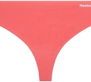 Reebok Women?s Underwear ? Stretch Performance Thong (3 Pack), Size Medium, Coral/Grey/Black