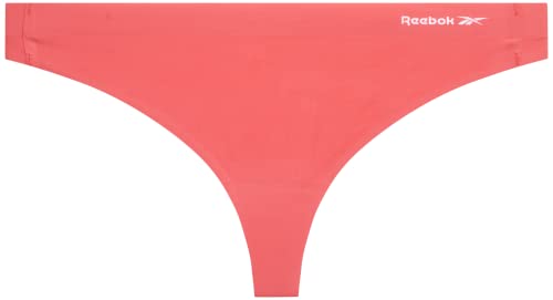 Reebok Women?s Underwear ? Stretch Performance Thong (3 Pack), Size Medium, Coral/Grey/Black