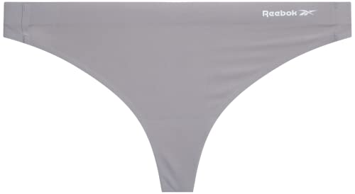 Reebok Women?s Underwear ? Stretch Performance Thong (3 Pack), Size Medium, Coral/Grey/Black