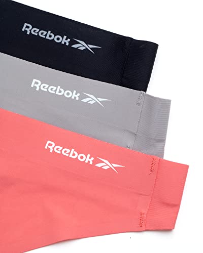 Reebok Women?s Underwear ? Stretch Performance Thong (3 Pack), Size Medium, Coral/Grey/Black