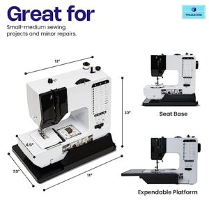 WALLECOM Portable Sewing Machine for Beginners with 38 Stitch Applications and 42 Pcs Sewing Kit- Small Sewing Machine with Dual Speed, Reverse Stitching and Foot Pedal- Easy to Use Electrical Sew Machine