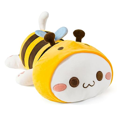 Onsoyours Cute Kitten Bee Plush Toy Stuffed Animal Kitty Soft Anime Cat Plush Pillow for Kids (Yellow Cat Bee, 12")