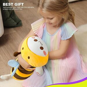 Onsoyours Cute Kitten Bee Plush Toy Stuffed Animal Kitty Soft Anime Cat Plush Pillow for Kids (Yellow Cat Bee, 12")