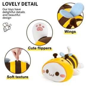 Onsoyours Cute Kitten Bee Plush Toy Stuffed Animal Kitty Soft Anime Cat Plush Pillow for Kids (Yellow Cat Bee, 12")