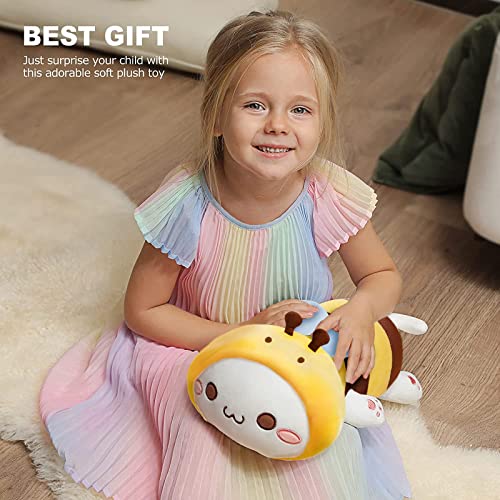 Onsoyours Cute Kitten Bee Plush Toy Stuffed Animal Kitty Soft Anime Cat Plush Pillow for Kids (Yellow Cat Bee, 12")