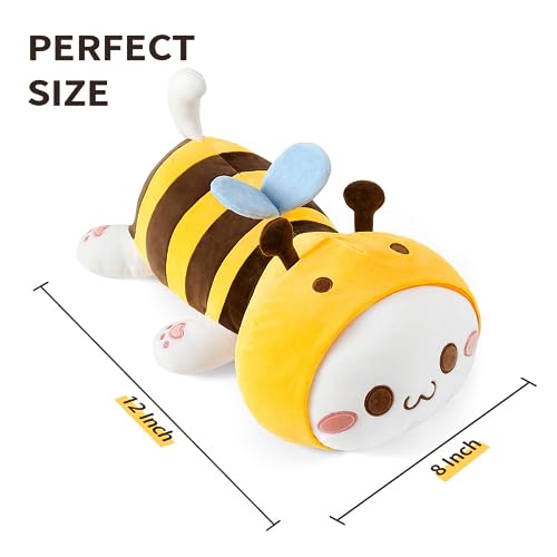 Onsoyours Cute Kitten Bee Plush Toy Stuffed Animal Kitty Soft Anime Cat Plush Pillow for Kids (Yellow Cat Bee, 12")