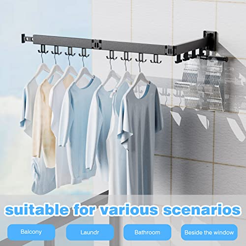 plainshe Wall Mounted Clothes Drying Rack,Laundry Drying Rack Wall Space Saver Clothes Rack,Retractable,Collapsible(Tri-Fold), for Balcony,Laundry,Bathroom